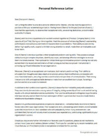√ Personal Reference Letter Template (Free Printable)