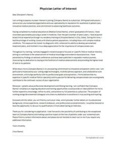 √ Physician Letter of Interest Template (Free Printable)