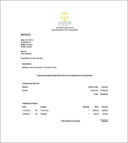 √ Free Printable Attorney Invoice Template