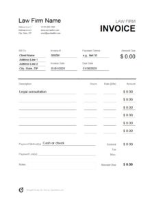 printable attorney invoice template sample | Templateral