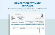 √ Printable Demolition Estimate Template