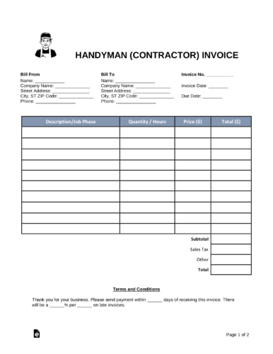 √ Printable Handyman Estimate Template