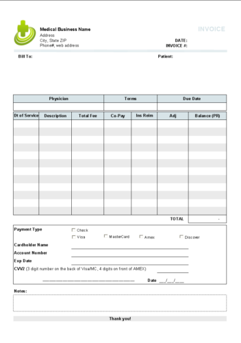 √ Printable Medical Invoice Template