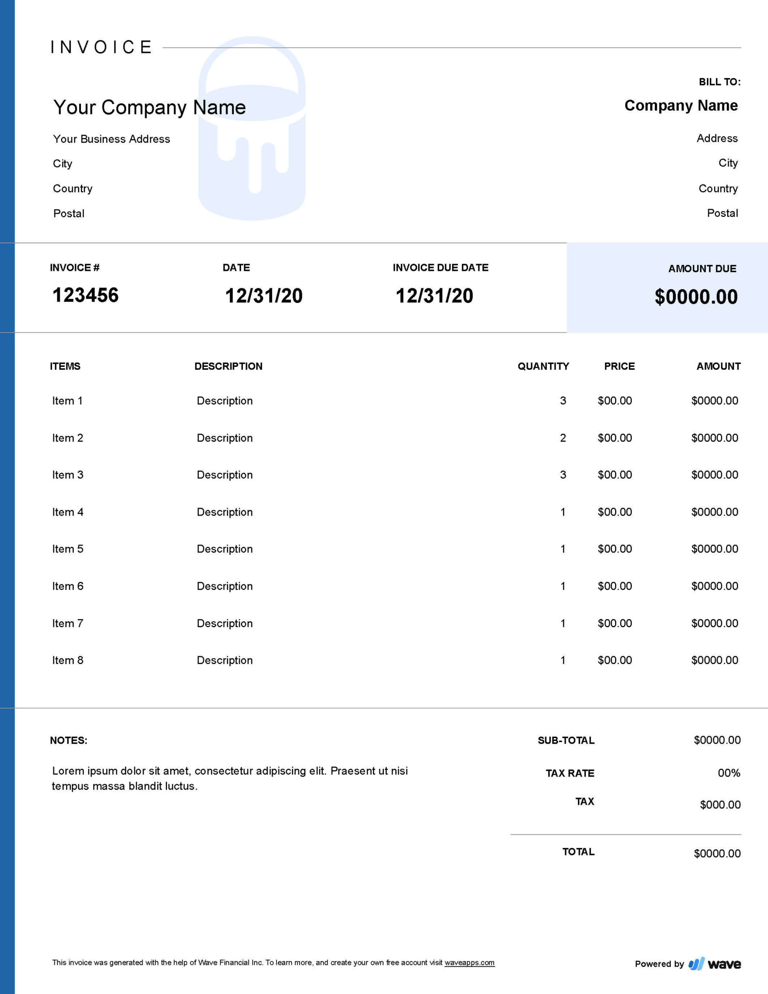 √ Printable Painting Invoice Template