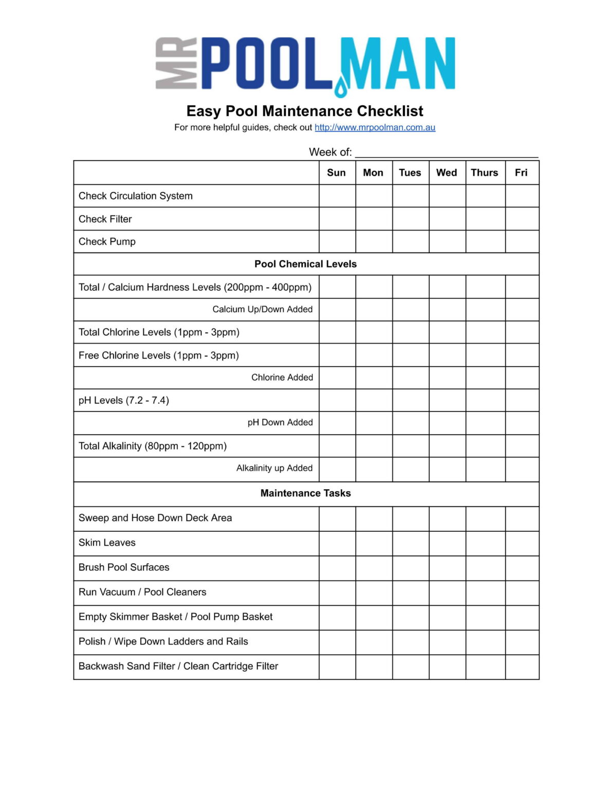 √ Printable Pool Estimate Template
