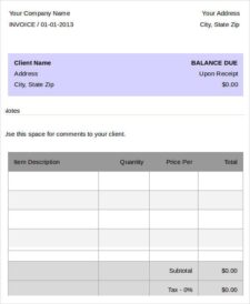 √ Printable Works Invoice Template