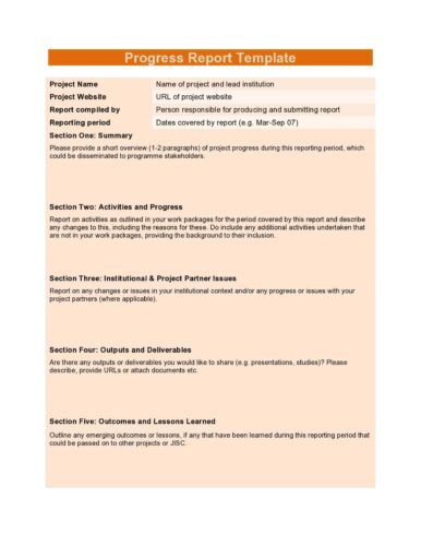 √ Free Printable Progress Report Template