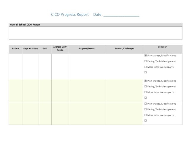 √ Free Printable Progress Report Template