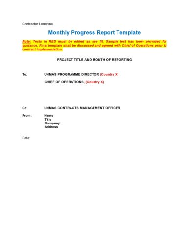 √ Free Printable Progress Report Template