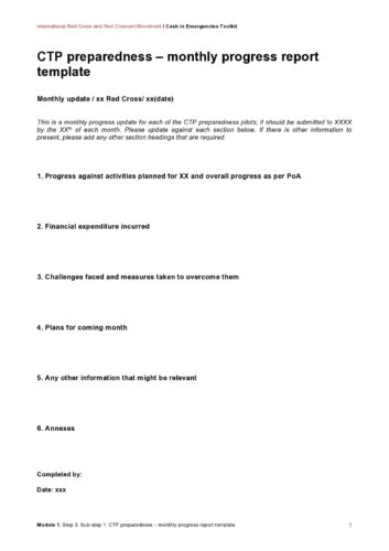 √ Free Printable Progress Report Template