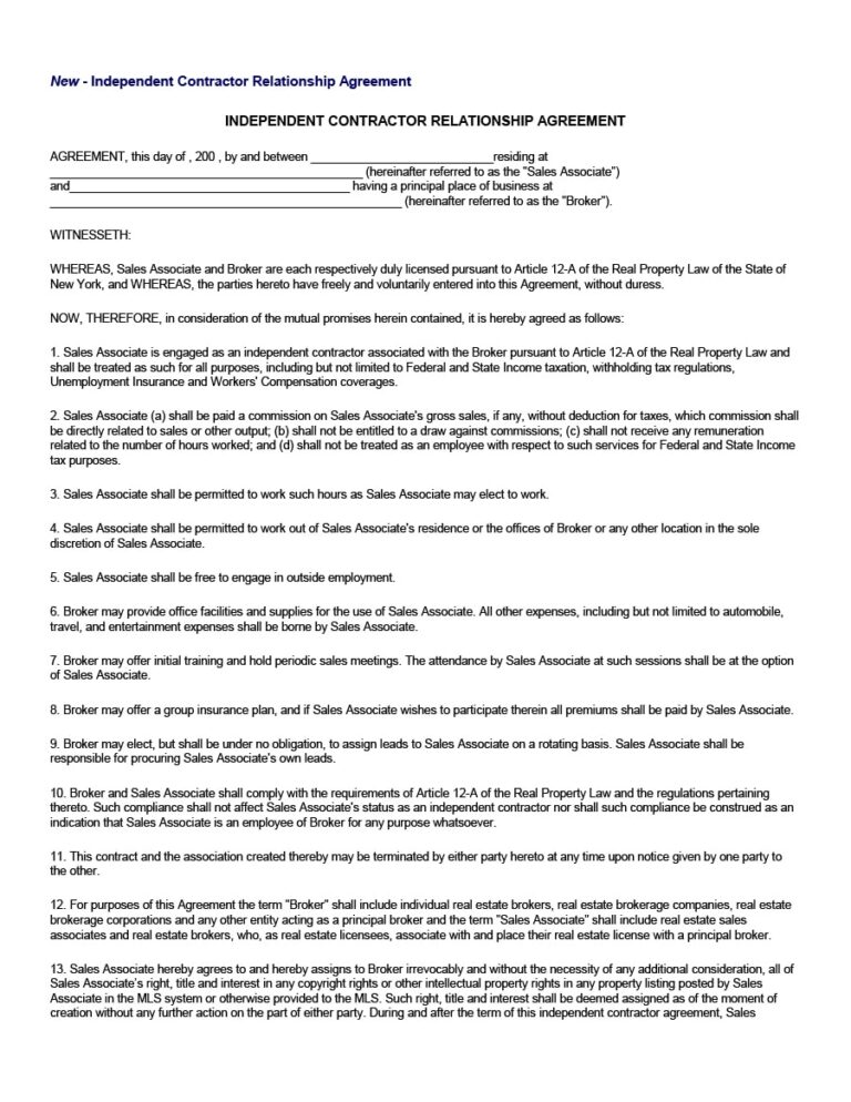 √ Relationship Contract Template (Word)