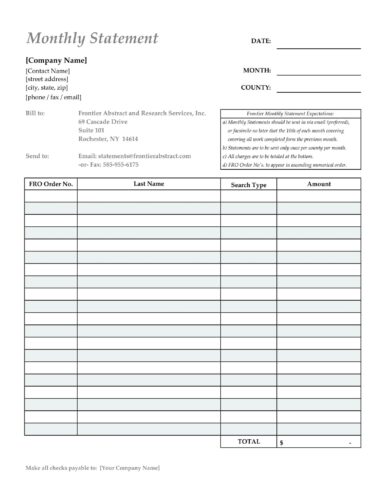 √ Rental Billing Statement Template