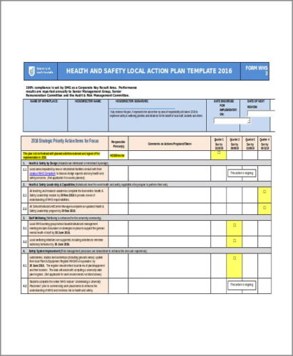 √ Free Printable Safety Action Plan Template