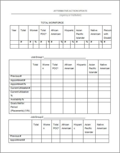 √ Free Printable Affirmative Action Plan Template
