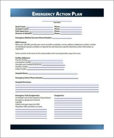 √ Printable Athletic Emergency Action Plan Template