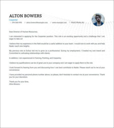 √ Carpenter Cover Letter Template (With Example)