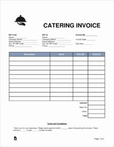 √ Printable Catering Service Invoice Template