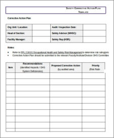 √ Printable Corrective Action Plan Template