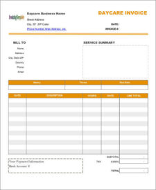 √ Customizable Daycare Invoice Template