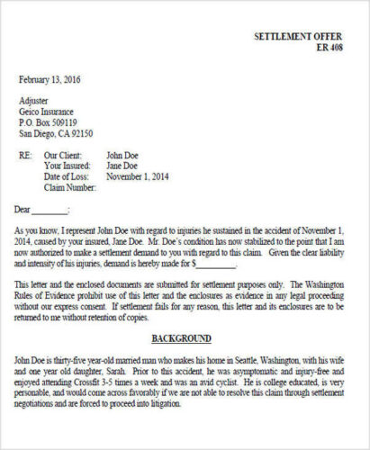 √ Printable Demand For Settlement Letter Template