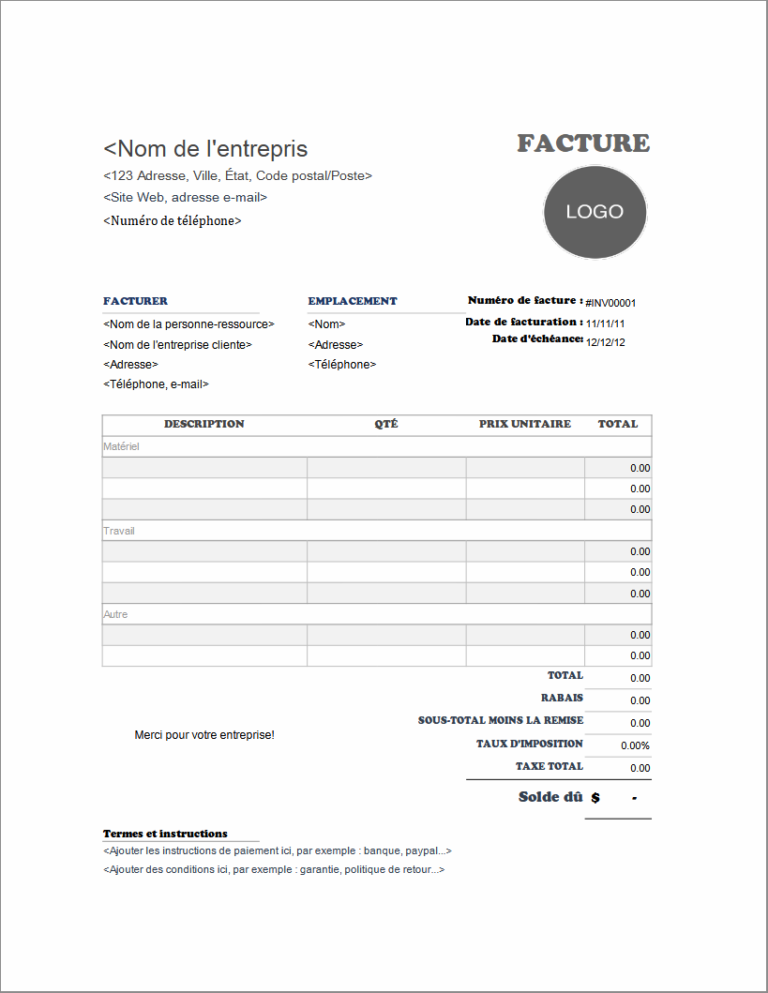√ General Contractor Invoice Template