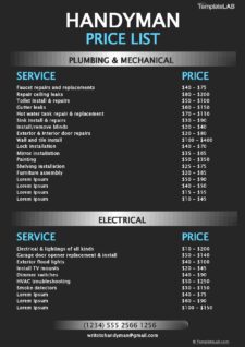 √ Graphic Design Price List Template