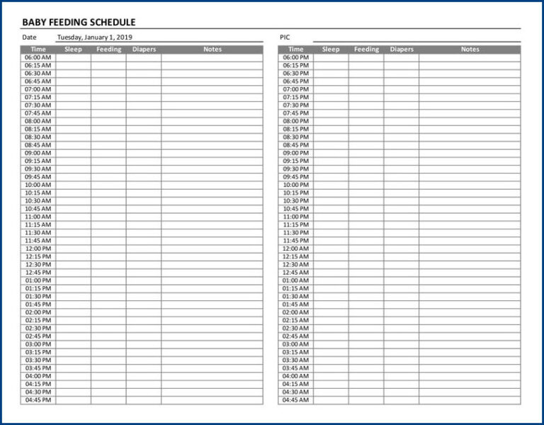 √ Infant Feeding Log Template (Ready To Use)