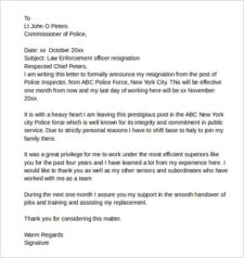 sample of law enforcement resignation letter template | Templateral