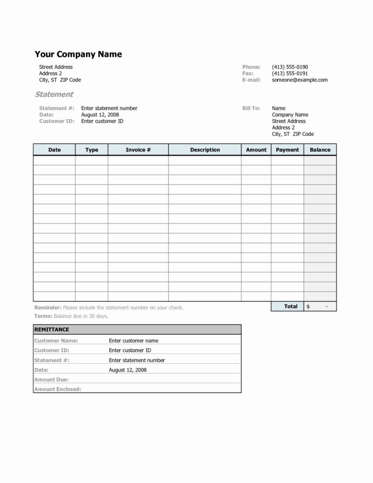 √ Medical Billing Statement Template