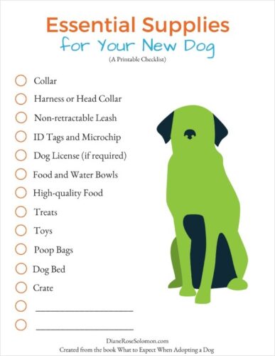 √ Printable New Dog Shopping Checklist Template