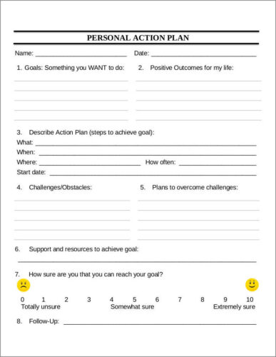 √ Free Printable Personal Action Plan Template