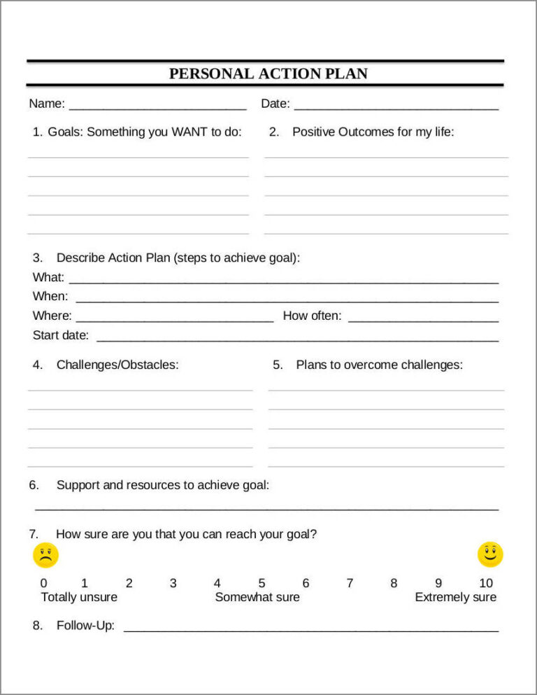 √ Free Printable Personal Action Plan Template