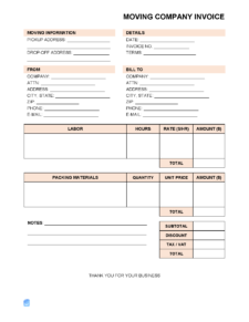 √ Printable Moving Invoice Template