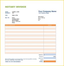 sample of printable notary invoice template | Templateral