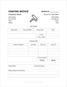 √ Printable Painting Invoice Template