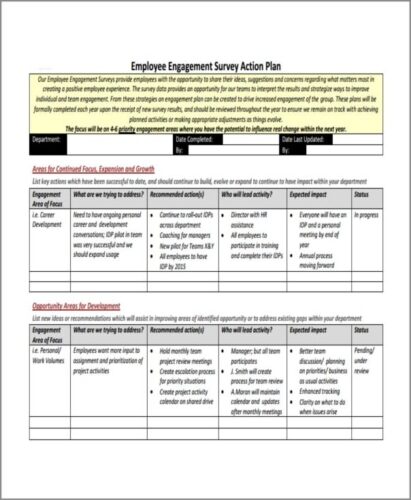 √ Free Printable Staff Survey Action Plan Template