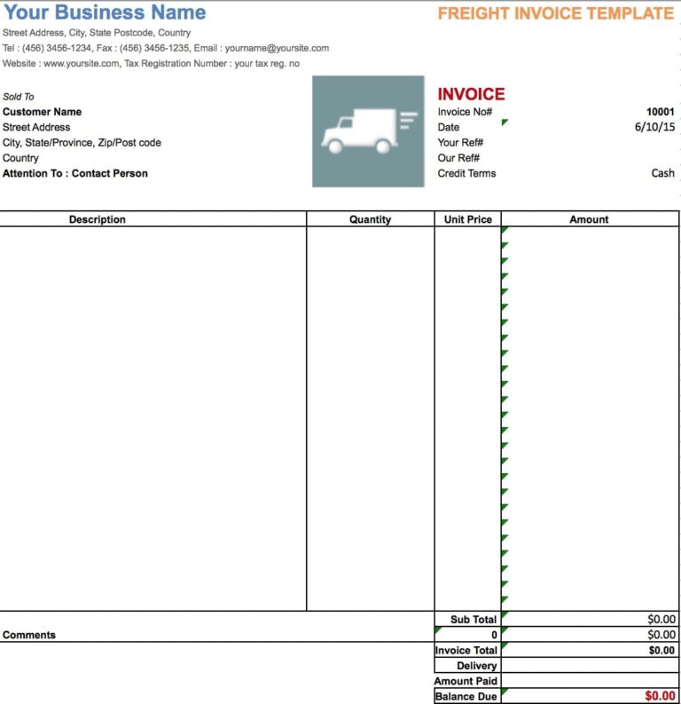 √ Trucking Company Invoice Template