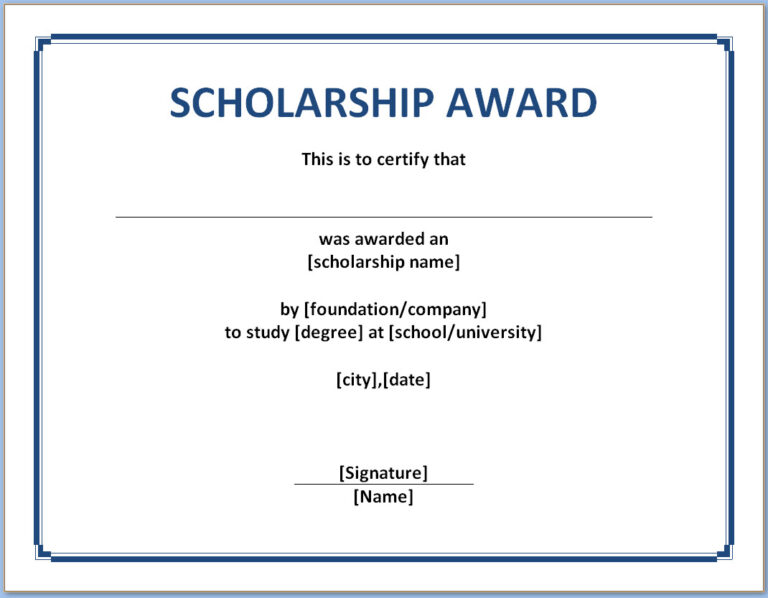 √ Scholarship Award Certificate Template