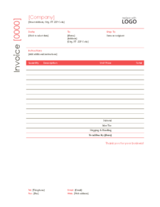 √ Self-employed Contractor Invoice Template