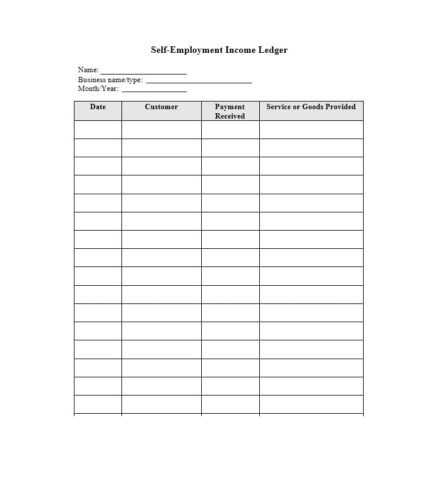 √ Self-Employment Ledger Template (Word)