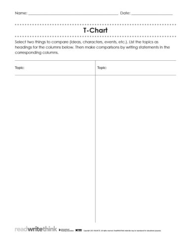 √ Printable T-Chart Template (Word)