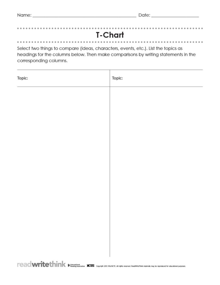 √ Printable T-Chart Template (Word)