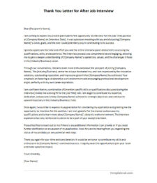 √ Thank You Letter Template for After Job Interview