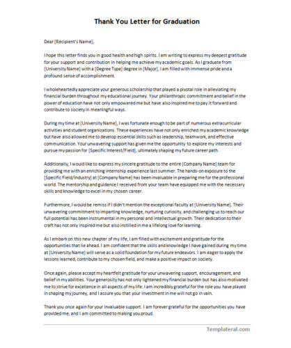 √ Thank You Letter Template for Graduation (Example)