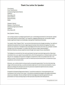 √ Thank You Letter Template for Speaker (With Example)