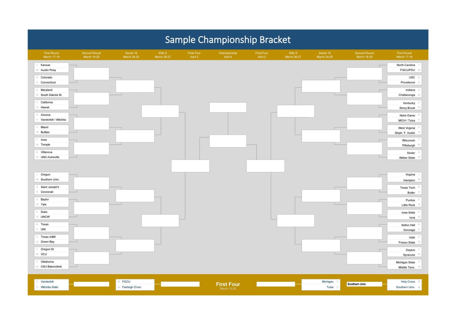 √ Free Printable Tournament Bracket Template