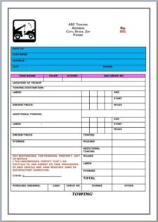 √ Towing Invoice Template
