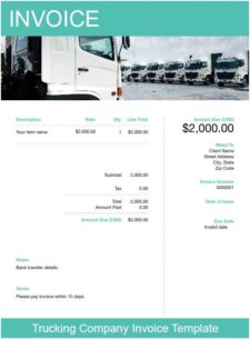 √ Trucking Company Invoice Template