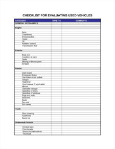 used car shopping checklist template example | Templateral