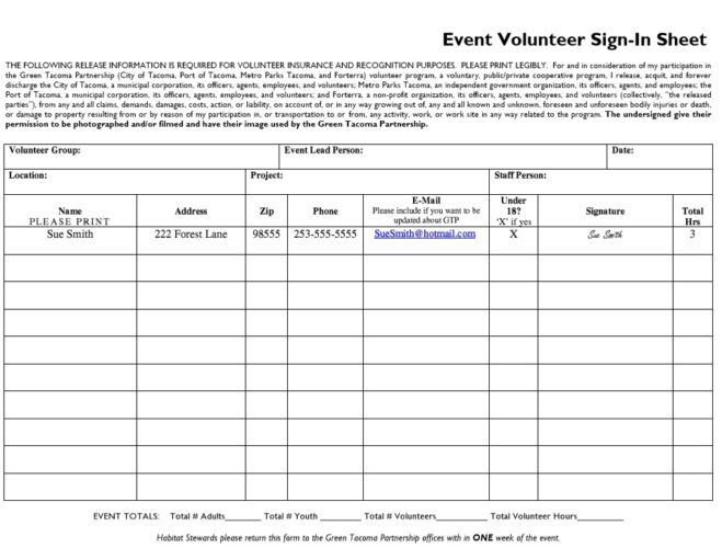 √ Free Printable Volunteer Sign In Sheet Template [Word]